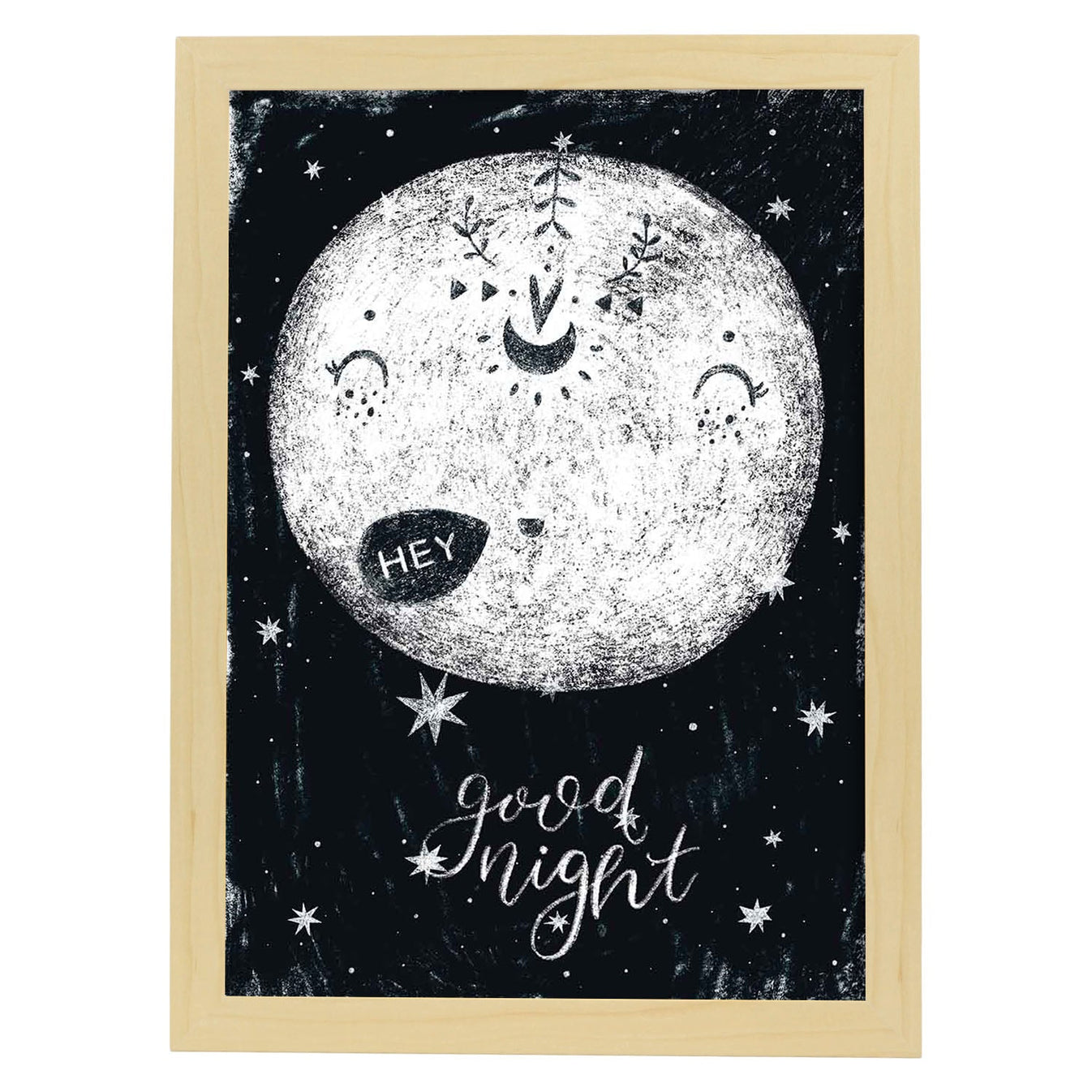 Lámina Luna boho Estilo nordico blanco y negro. Composiciones planetar ...