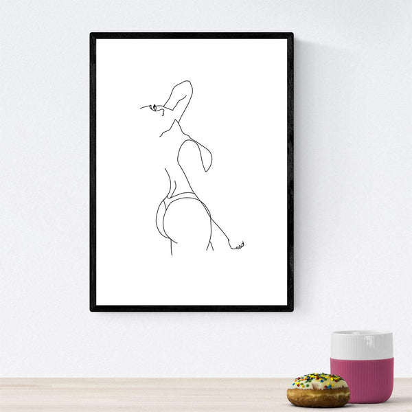 Set De 4 Laminas De Dibujos Y Bocetos A Una Linea Desnudos Mujer Pos